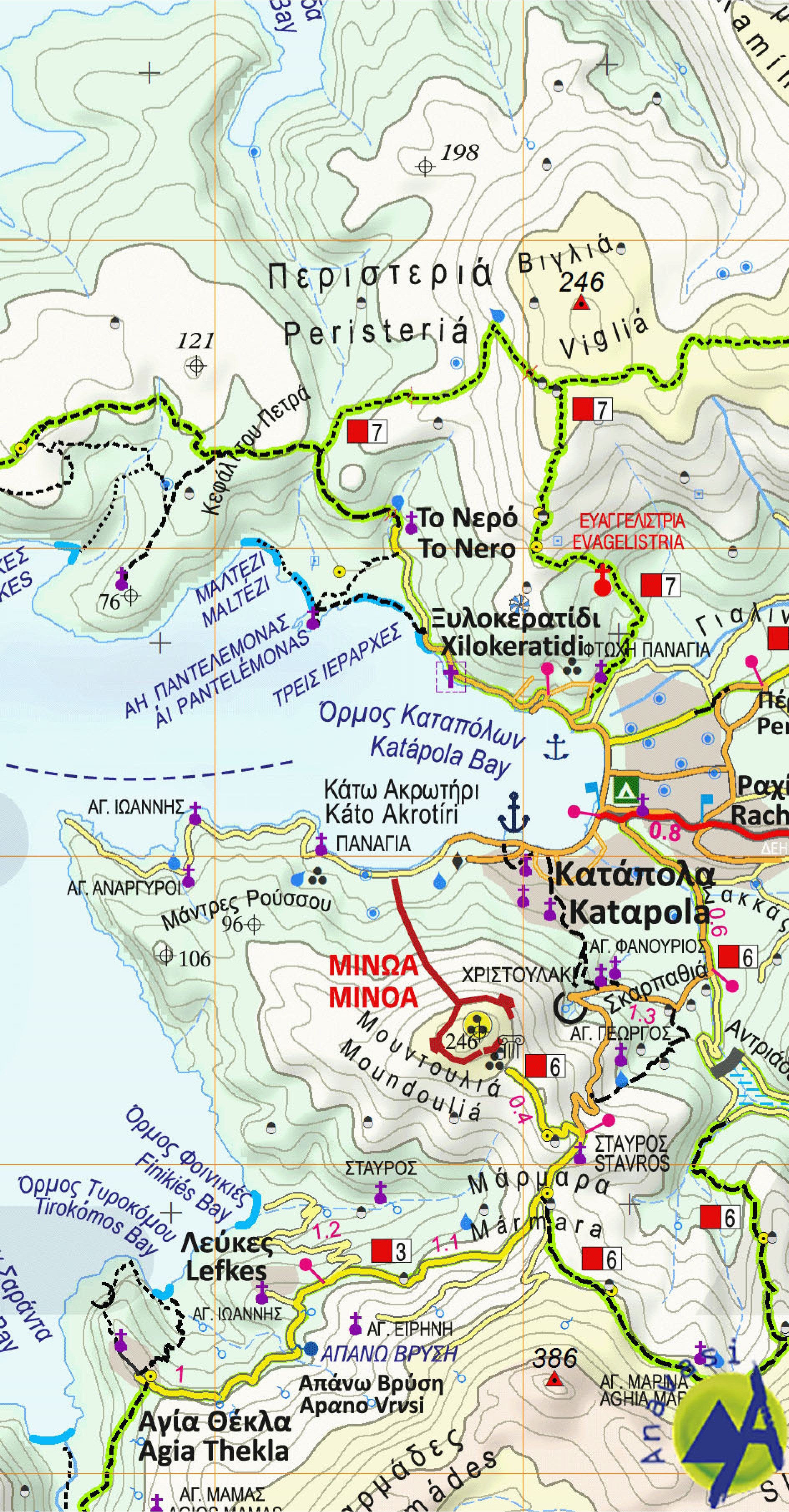 Αμοργός • Πεζοπορικός χάρτης | Ανάβαση
