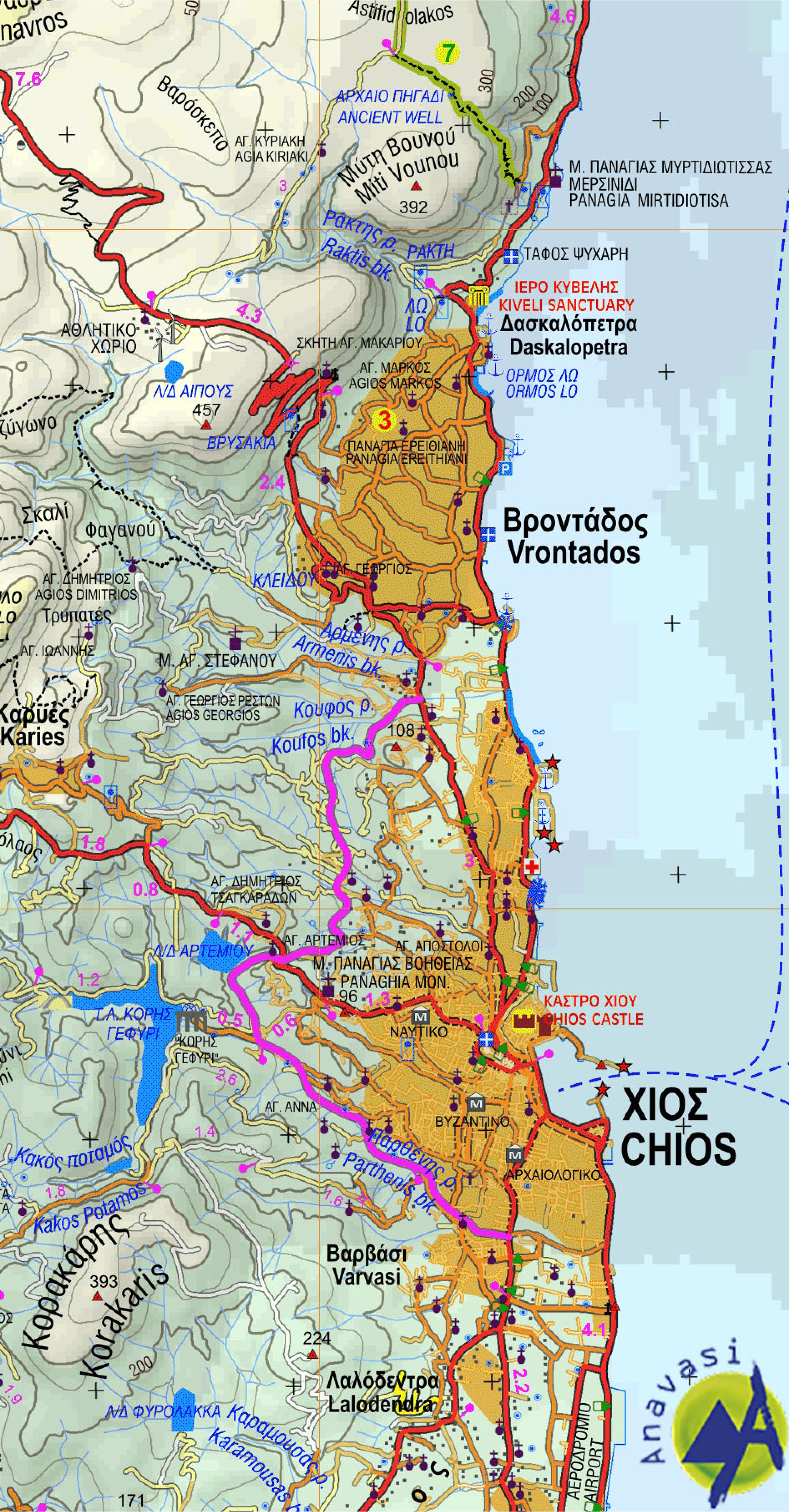 Χίος-Ψαρά-Οινούσσες • πεζοπορικός χάρτης 1:60 000 | Ανάβαση