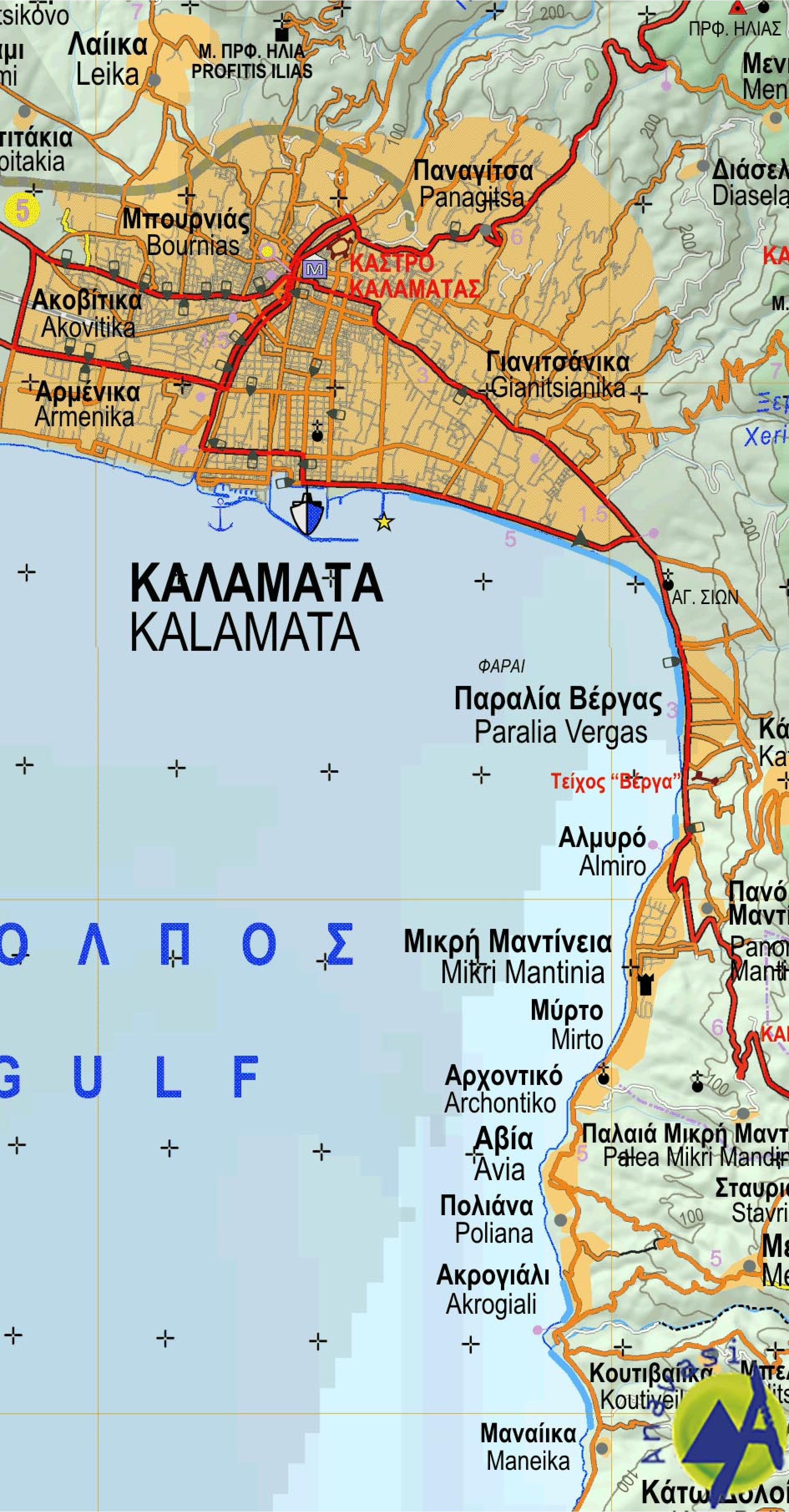 Μεσσηνία • οδικός χάρτης 1:80.000 |Ανάβαση