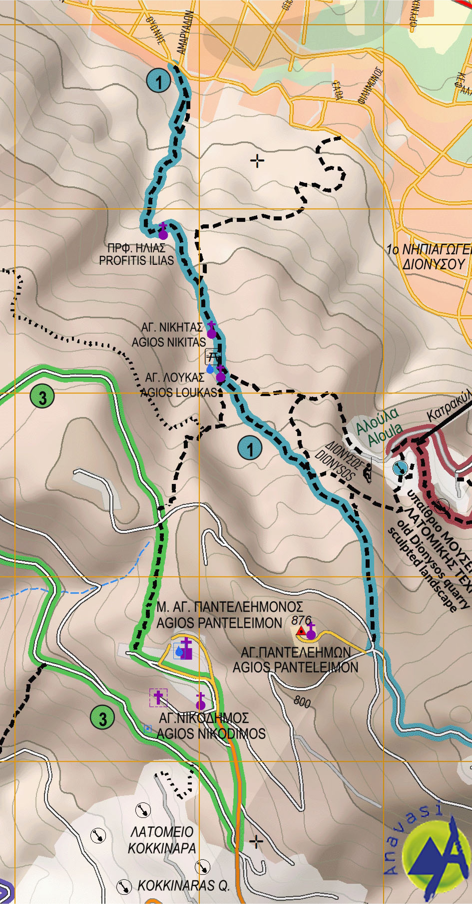 Πεντέλη • Πεζοπορικός χάρτης | Ανάβαση